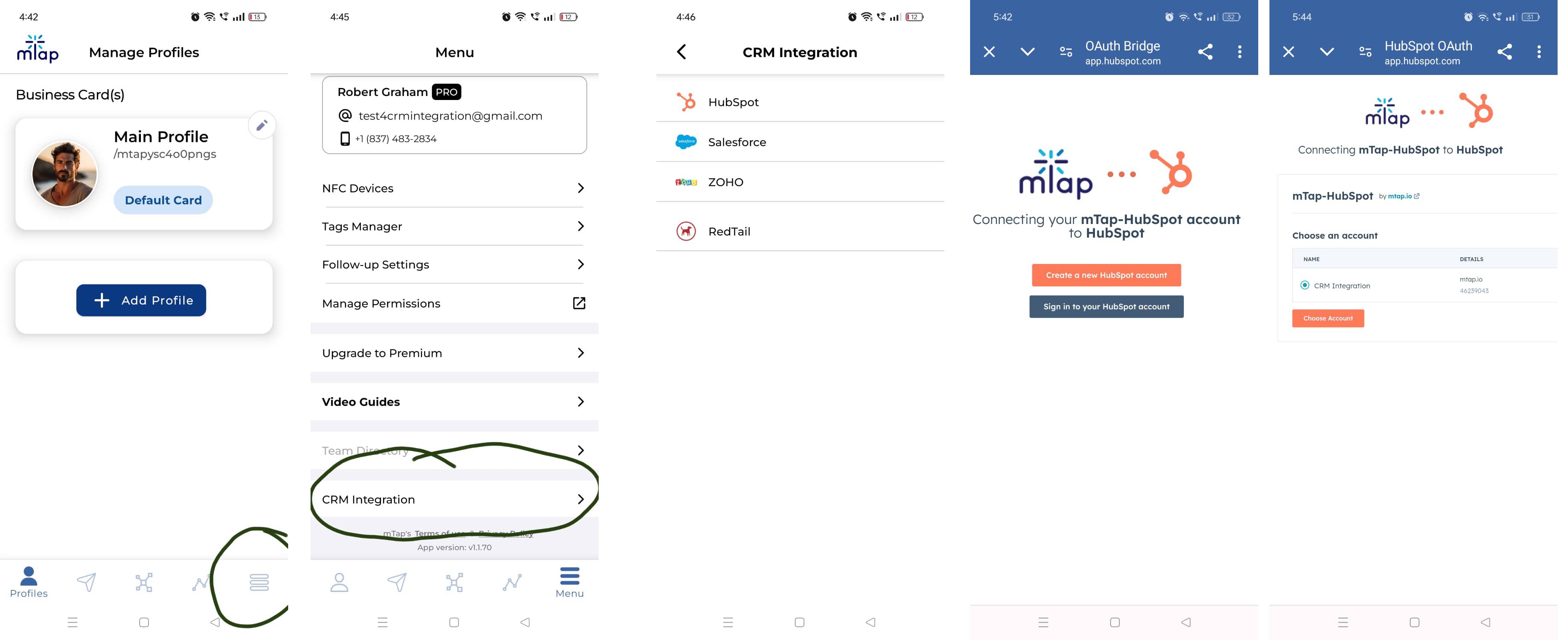HubSpot Integration Mobile | mTap